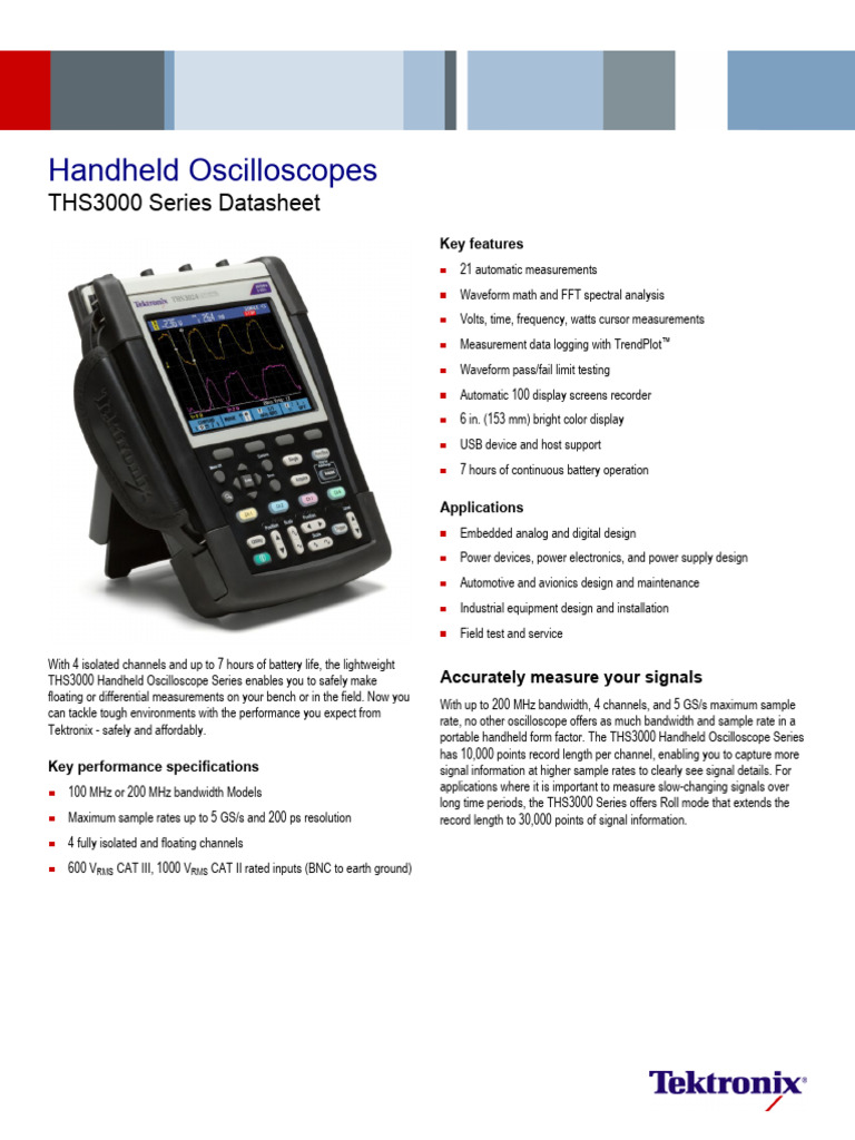 THS3000 Handheld Oscilloscope Datasheet 5 | PDF | Electrical ...
