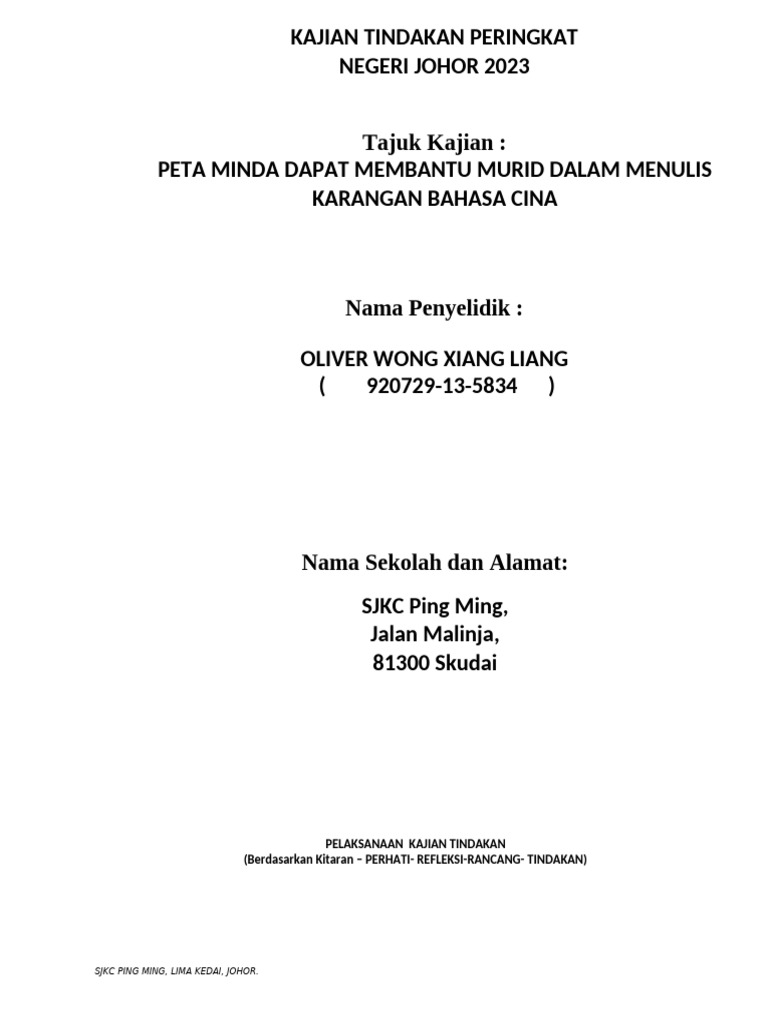 9 Oliver Wong Xiang Liang (Kajian Tindakan 2023) | PDF | Karier ...