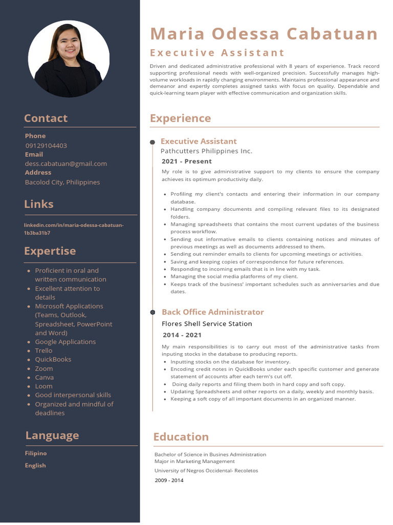 Executive Assistant Profile: Maria Cabatuan | PDF | Databases ...