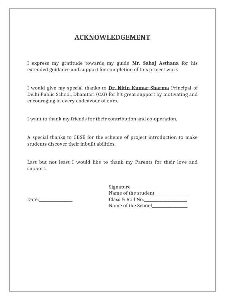 Acknowledgement | PDF | Career & Growth