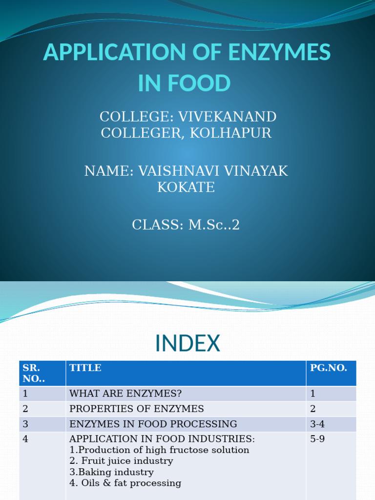 Vaishnavi Kokate Apps. of Enzymes | PDF | Science & Mathematics | Technology & Engineering