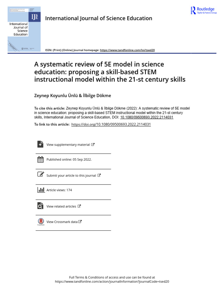 A Systematic Review of 5E Model in Science Education Proposing A Skill ...