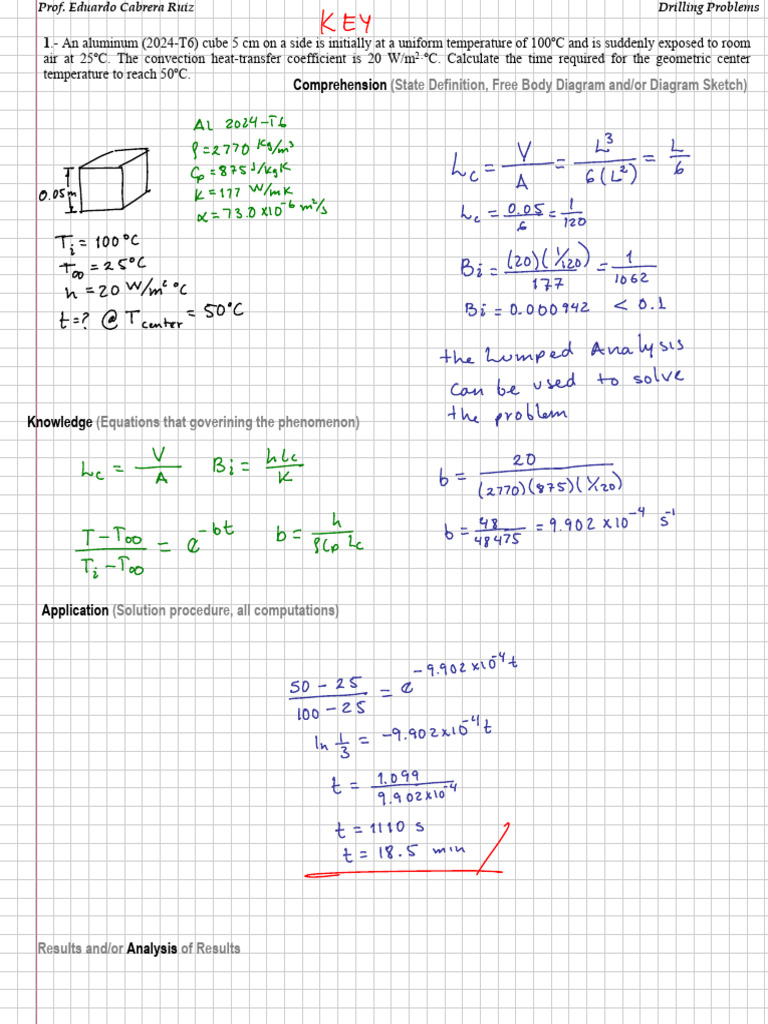 07 Drilling Problems Sol Lumped Capacitance | PDF | Heat Transfer | Heat