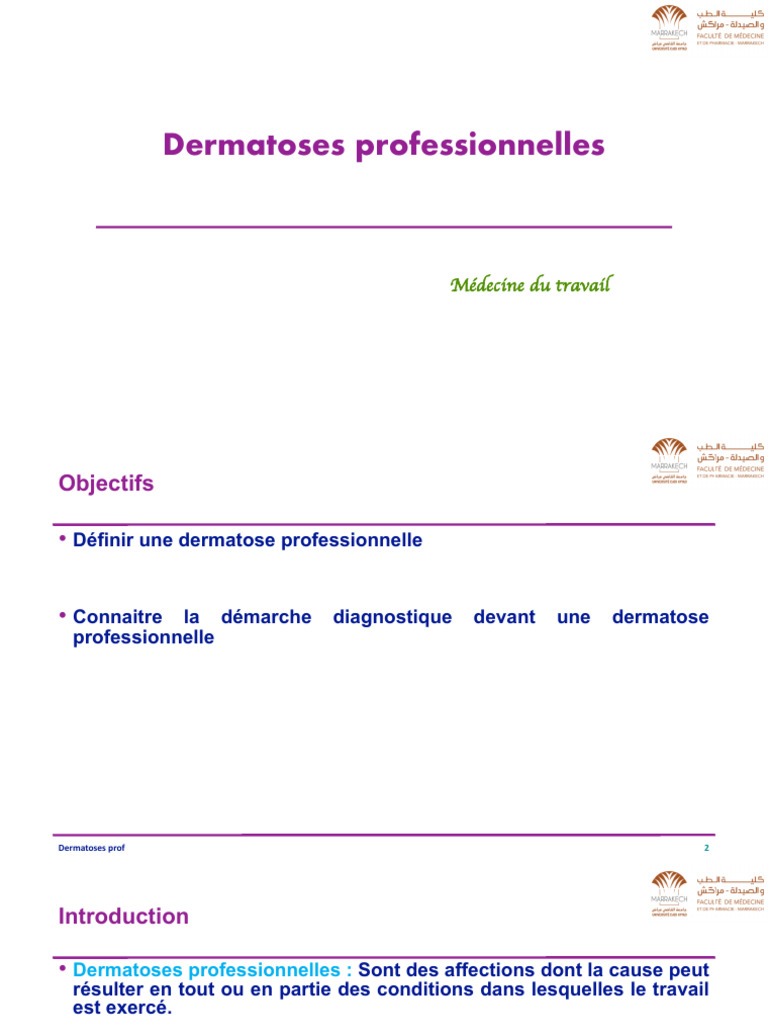 Dermatoses Professionnelles : Diagnostic et Types | PDF | Dermatose ...