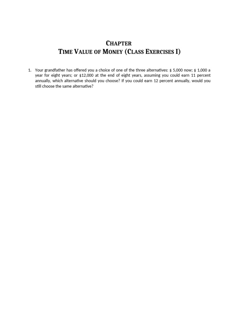 Time Value of Money Exercises | PDF | Interest | Loans