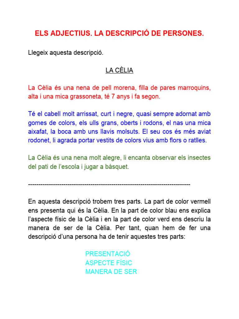 Fitxa Descripció Adjectius | PDF