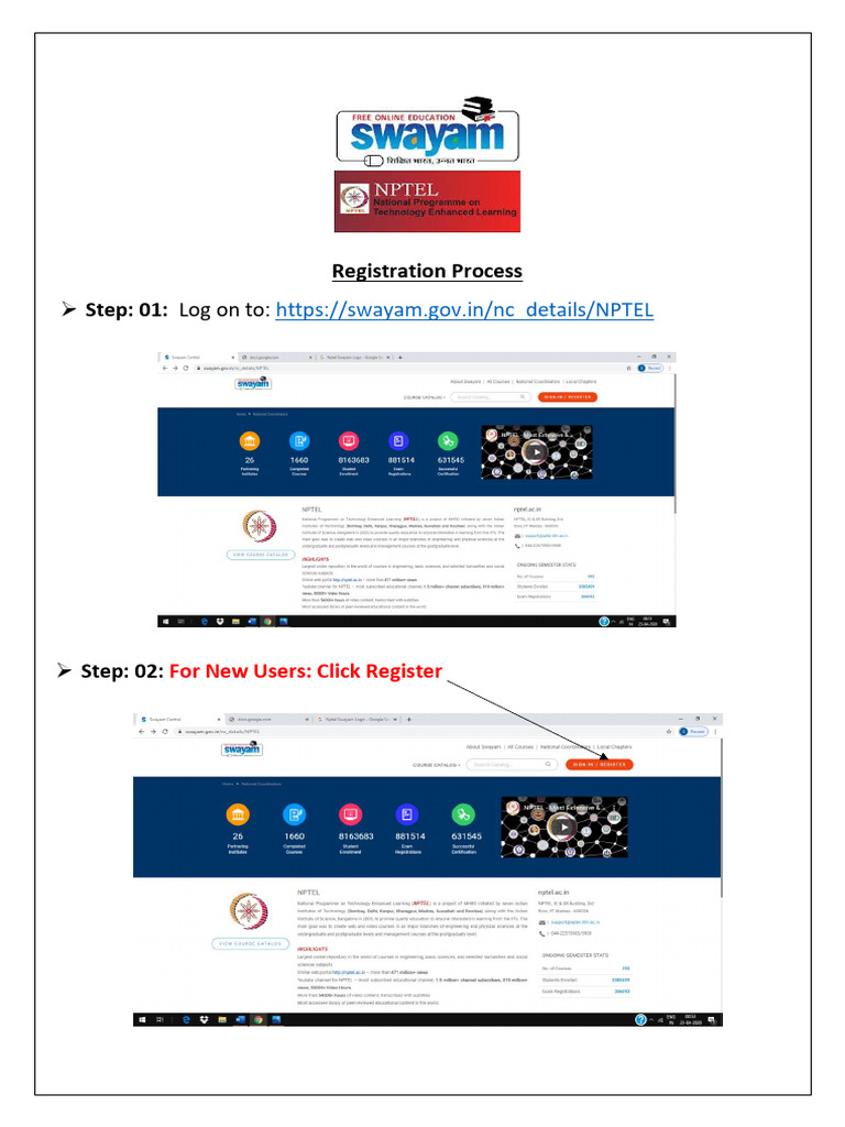 July - Dec - 2021 - NPTEL COURSE REGISTRATION PROCESS | PDF