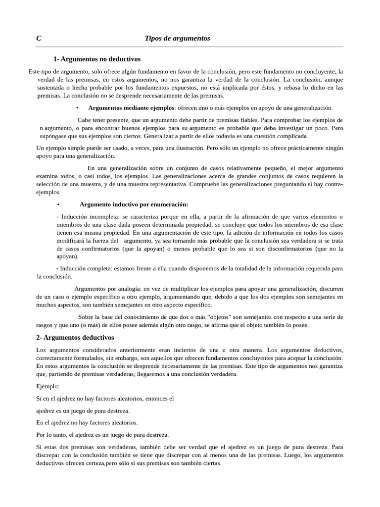 Tipos de Argumentos | PDF | Razonamiento deductivo | Argumento