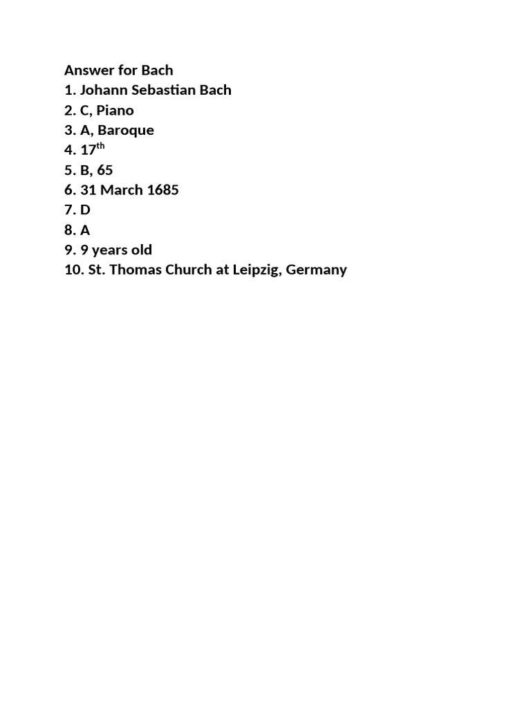 Answer For Bach | PDF