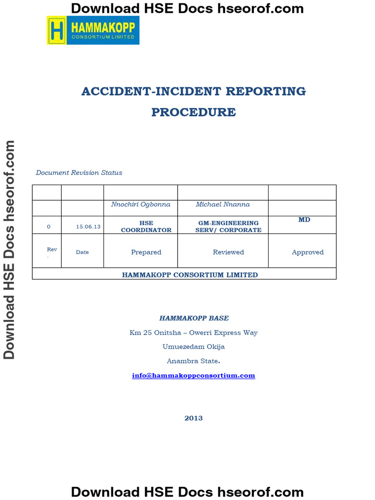 HSE Reporting Guide | PDF | Emergency Management | Emergency