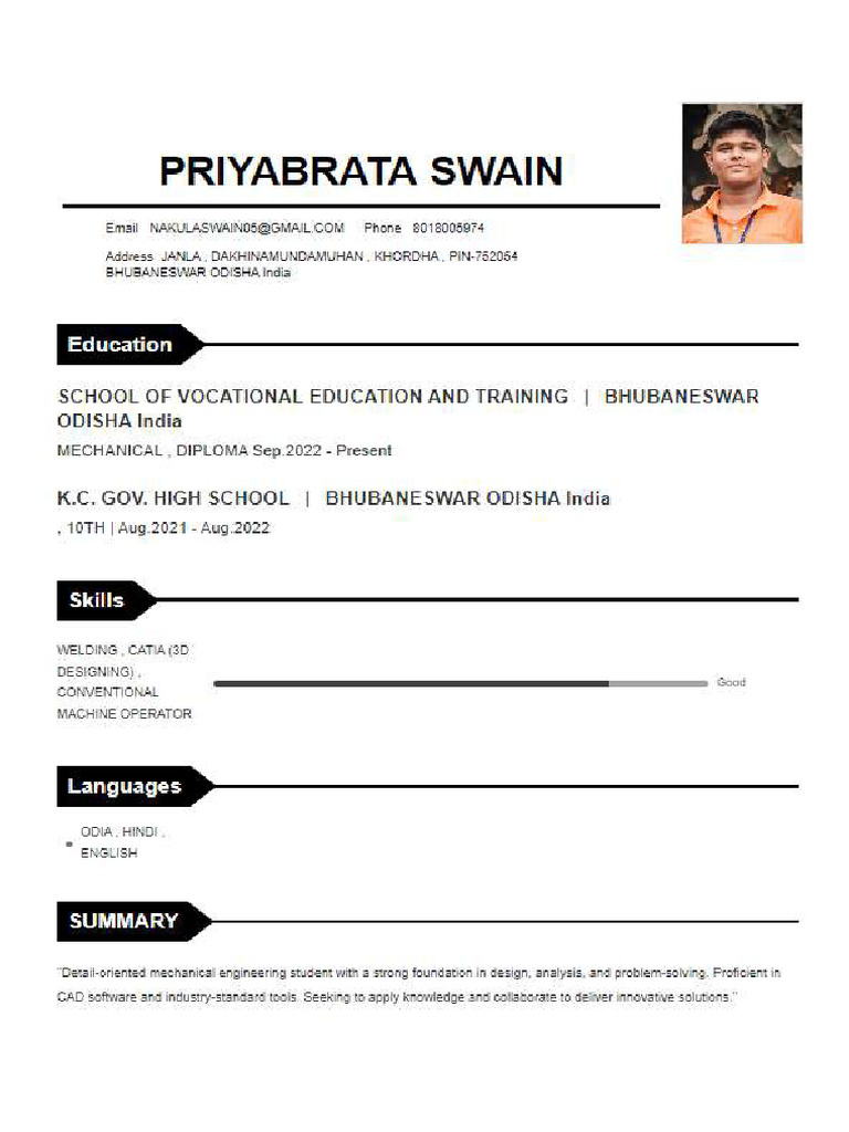 Priyabrata Swain Resume 1 | PDF