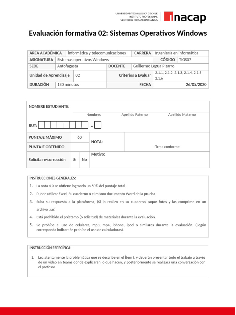 Prueba Sumativa (SO) U2 | PDF | Informática | Software