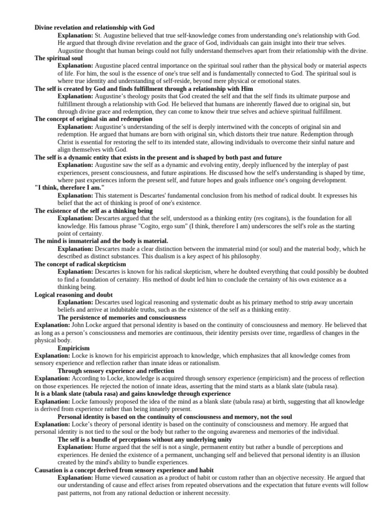 Understanding the Self Notes | PDF | Empiricism | Experience