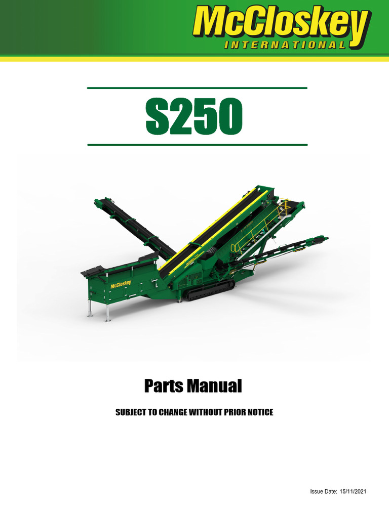 McCloskey S250 Parts Manual | PDF | Manufactured Goods | Engines