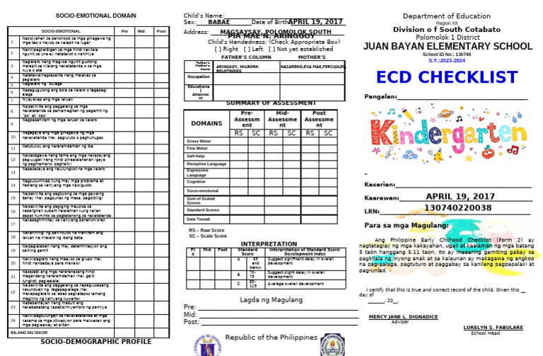 FINAL ECD WITH MID TEST Frontpage | PDF