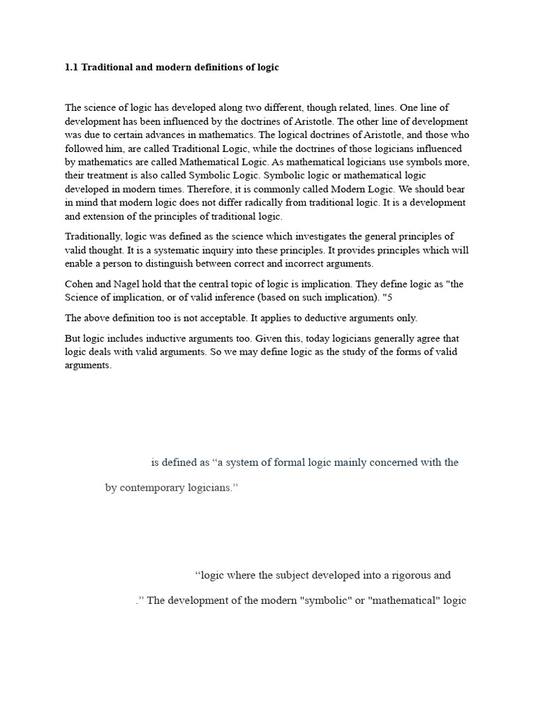 Traditional vs. Modern Logic Explained | PDF | Logic | Argument