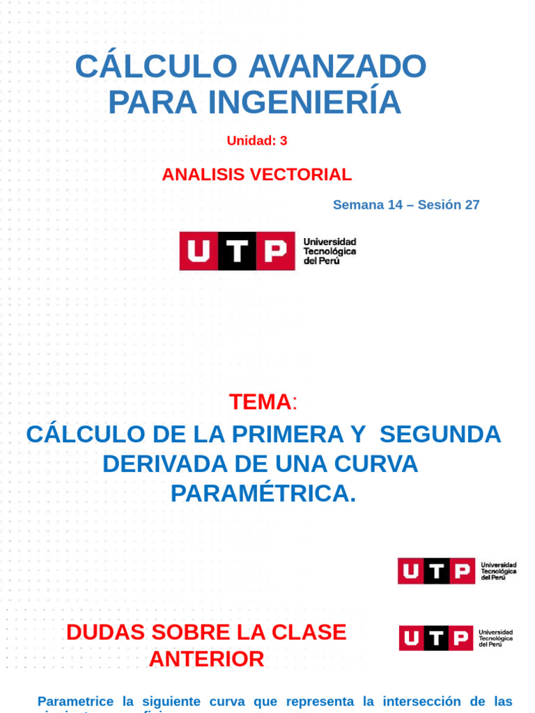 S14 - S1-Cálculo de La Primera y Segunda Derivada de Curvas Paramétricas | PDF | Vector ...