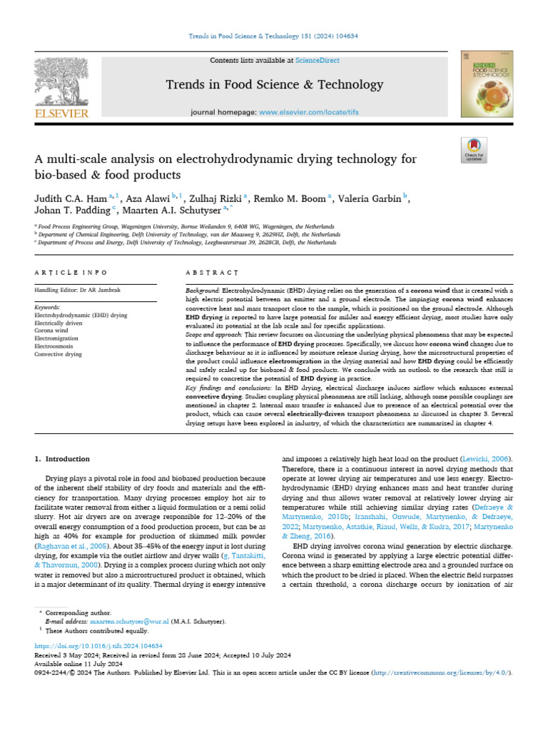A Multi-Scale Analysis On Electrohydrodynamic Drying Technology For Bio ...