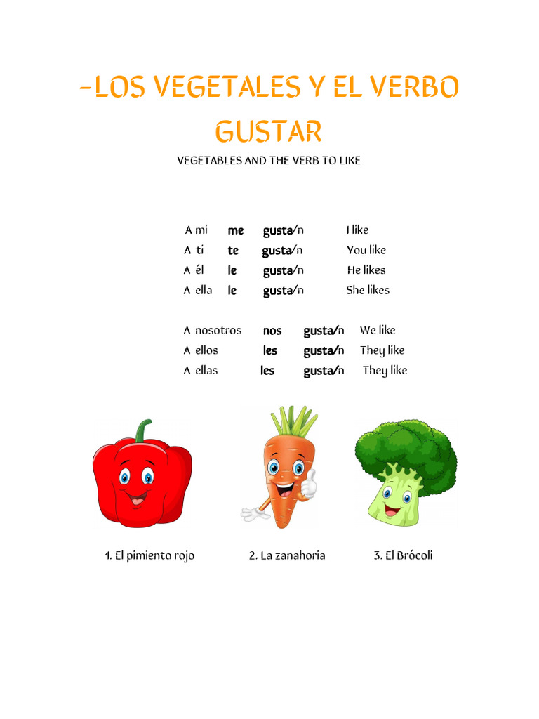 El Verbo Gustar y Los Vegetales | PDF