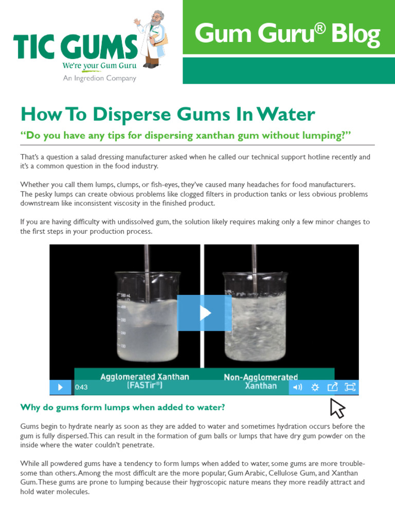 How To Disperse Gums in Water | PDF | Water | Materials