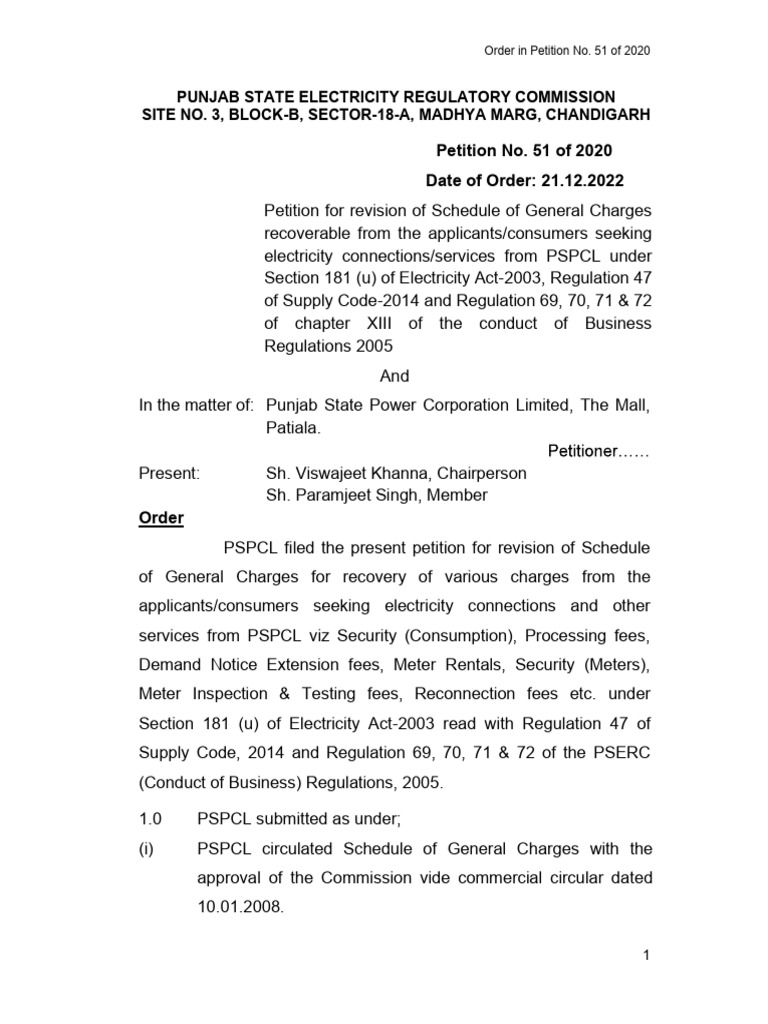 Commission Orders & Schedule of General Charges - 221228 - 100048 | PDF ...