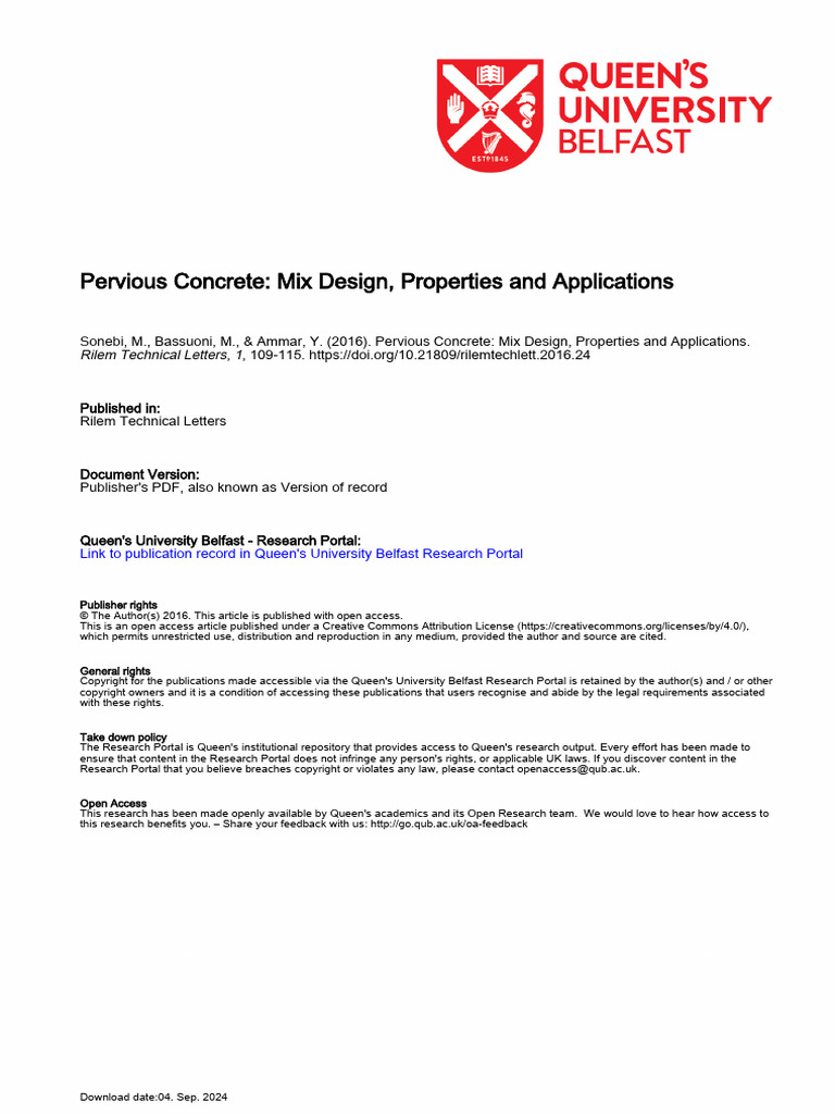 Pervious Concrete Mix Design Properties and Applications | PDF ...