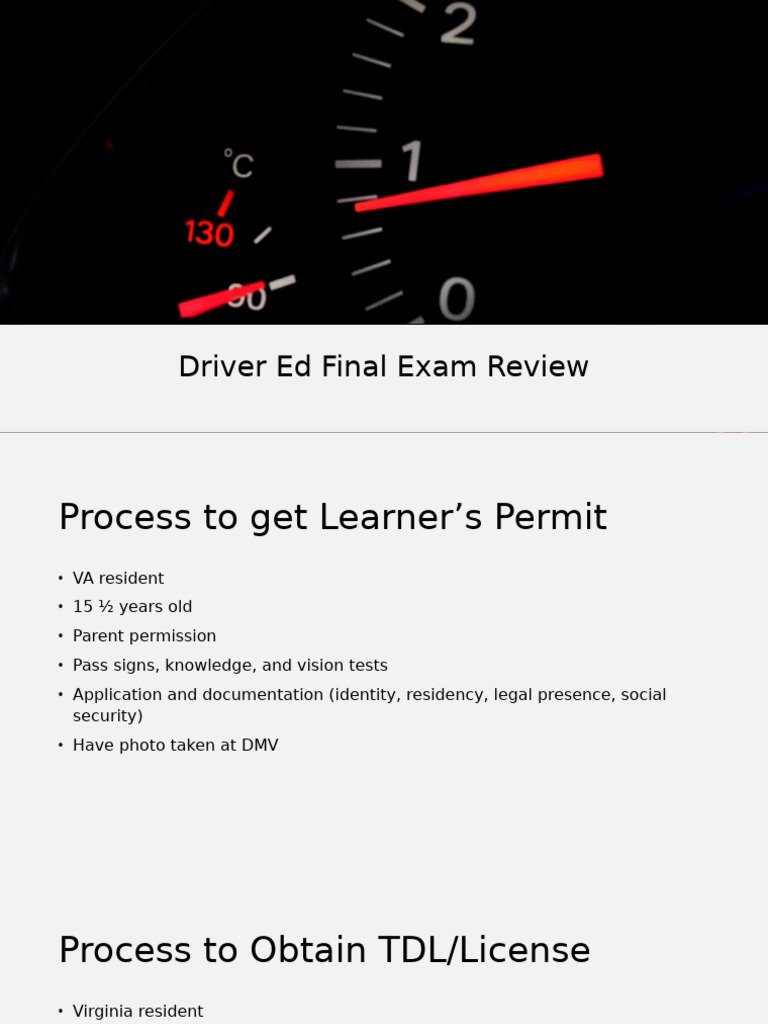 Driver Ed Final Exam Review | PDF | Traffic | Brake