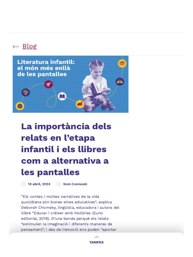 La Importància Dels Relats en L'etapa Infantil I Els Llibres Com A Alternativa A Les Pantalles ...