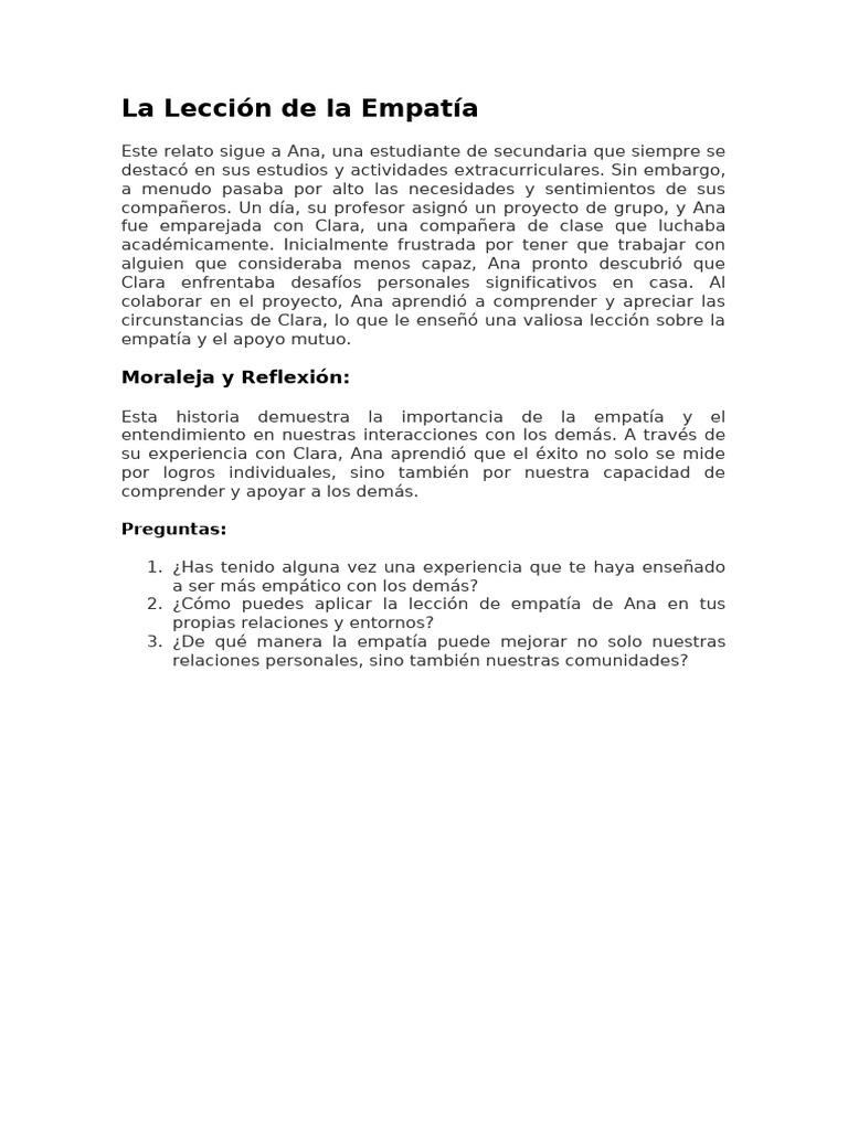 Lección de Empatía en la Escuela | PDF