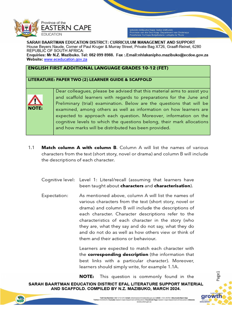 Literature Learner Guide & Scaffold - 241112 - 181915 | PDF | Reason ...