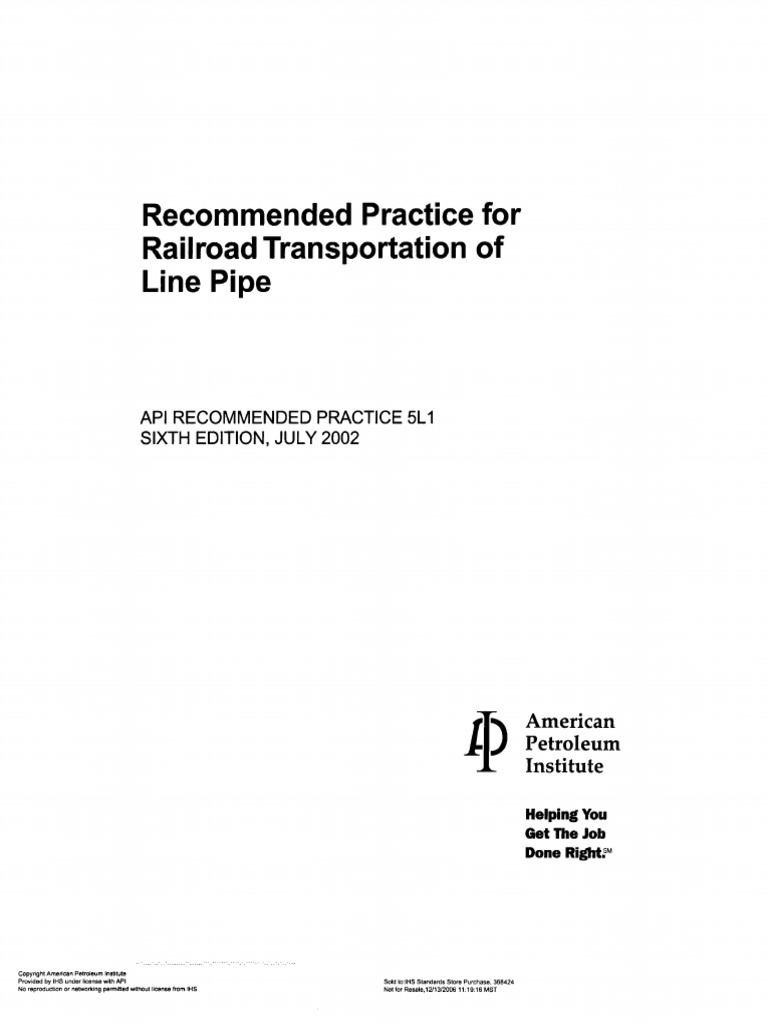 Api RP 5L1 6TH - 2002 | PDF