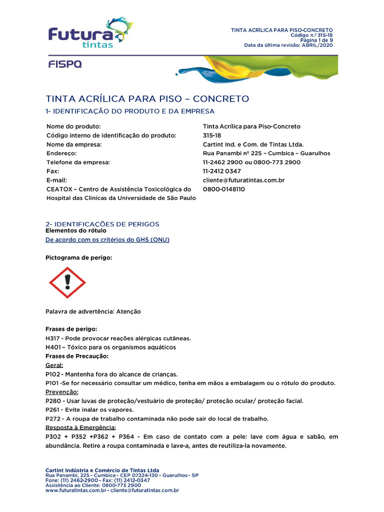 Tinta Acrílica para Piso-Concreto 315-18 | PDF
