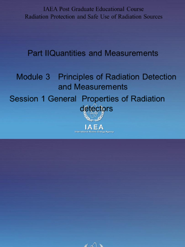 Session II 301 General Principles of Radiation Detectors - CS | PDF ...