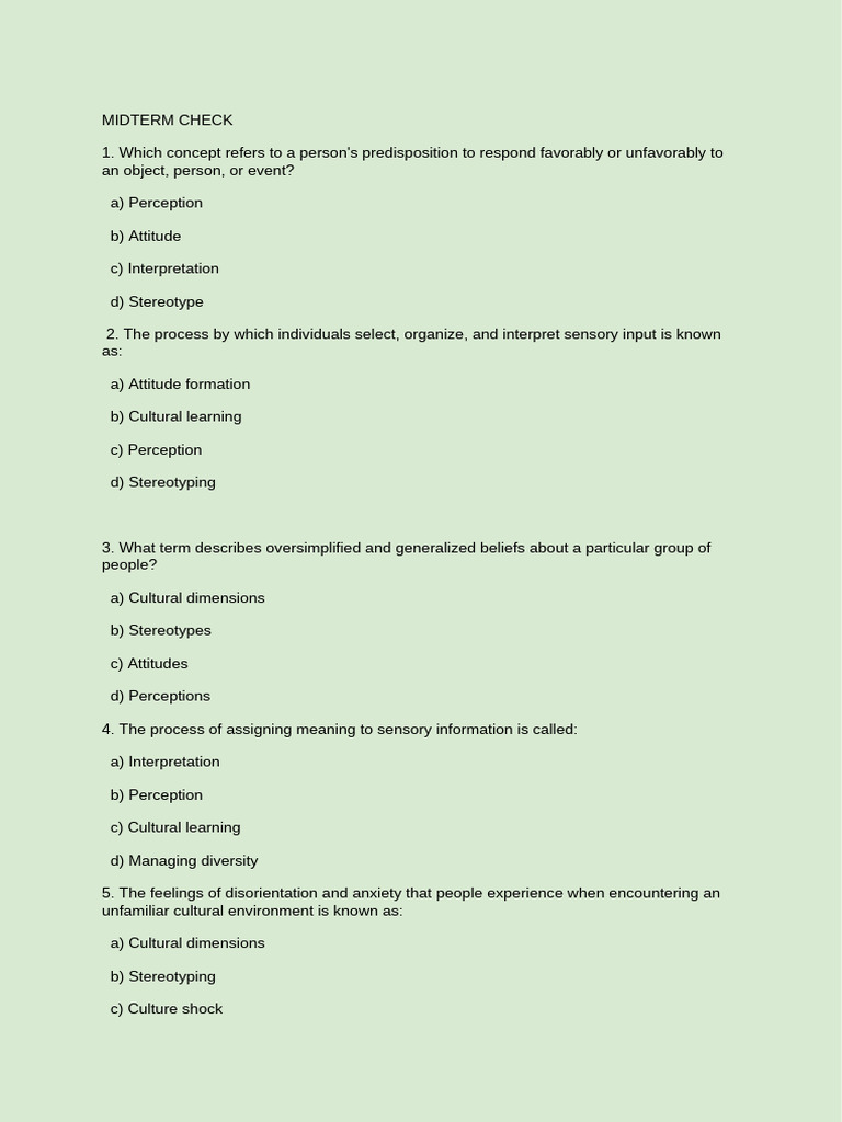 MIDTERM CHECK | PDF | Communication | Attitude (Psychology)