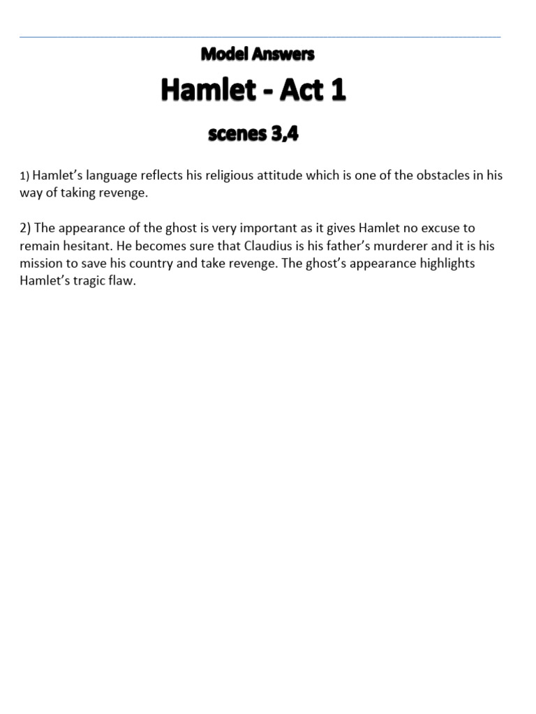 Model Answers Hamlet 1 Scenes 3,4 | PDF