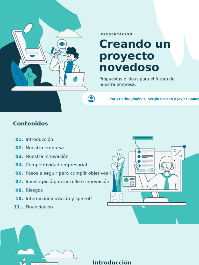 Presentación Proyecto Startup Tecnológico Ilustraciones Flat Verde | PDF | Business | Innovación