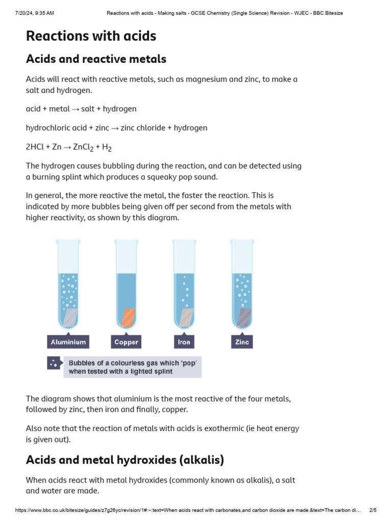 Reactions With Acids - Making Salts - GCSE Chemistry (Single Science ...