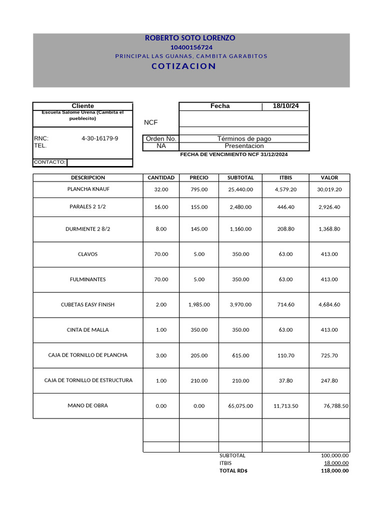 Cotizacion Conv | PDF