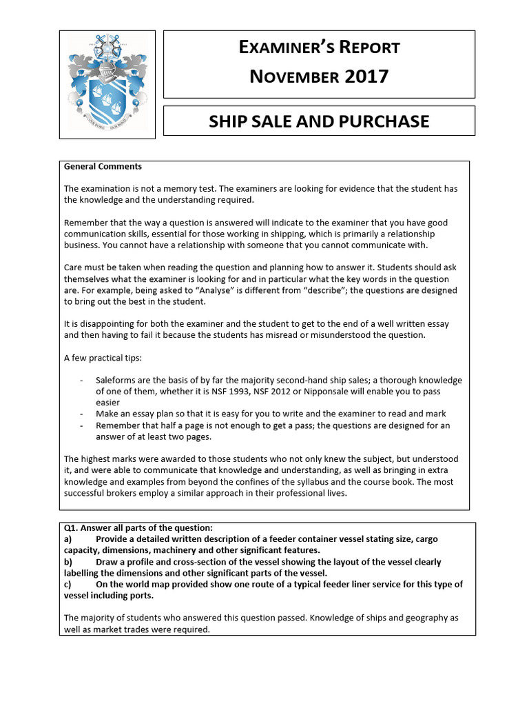 Ship Sale and Purchase Exam Guide | PDF | Prices