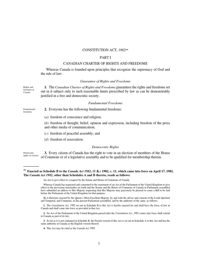 The Canadian Charter of Rights and Freedoms: Establishing Fundamental ...