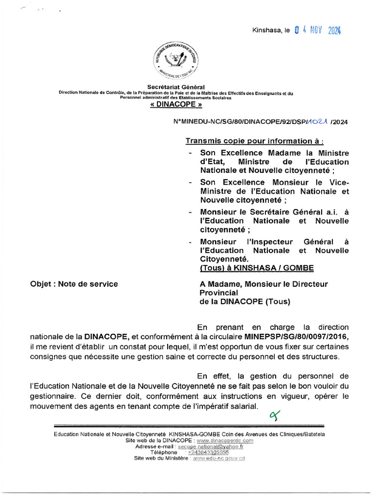 Note de Service | PDF