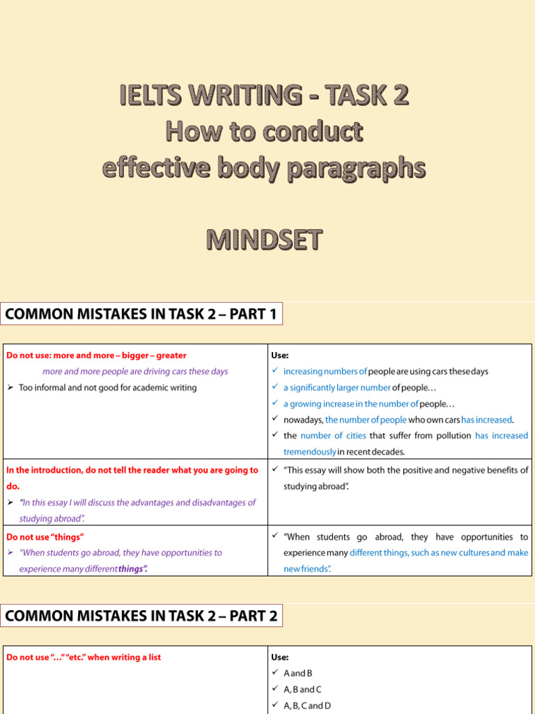 IELTS Writing Task 2: Body Paragraphs Guide | PDF | Career & Growth | Art