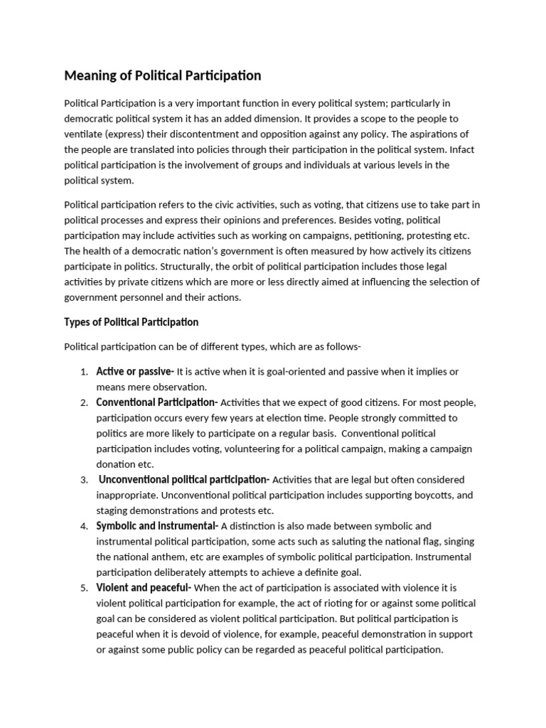 Understanding Political Participation | PDF | Social Conflict ...
