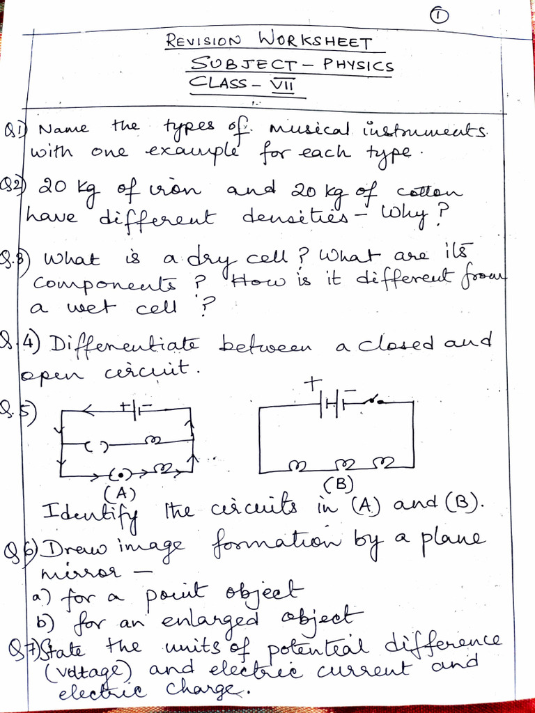 Rev Worksheet (Annual) Phys cl-7 | PDF