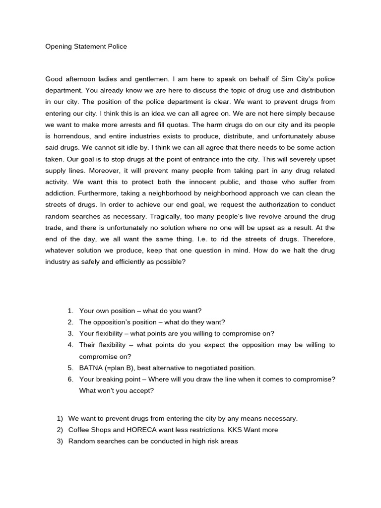 Opening Statement Police | PDF