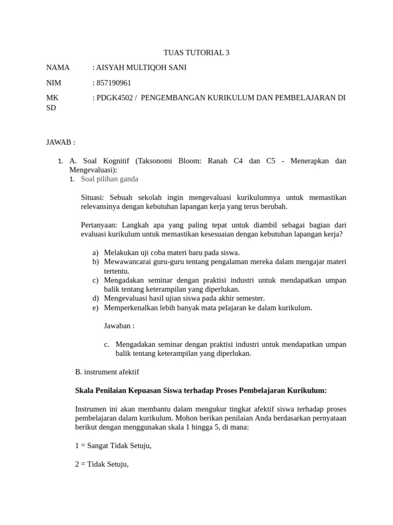 Tuas Tutorial 3 Pengembangan Kurikulum | PDF