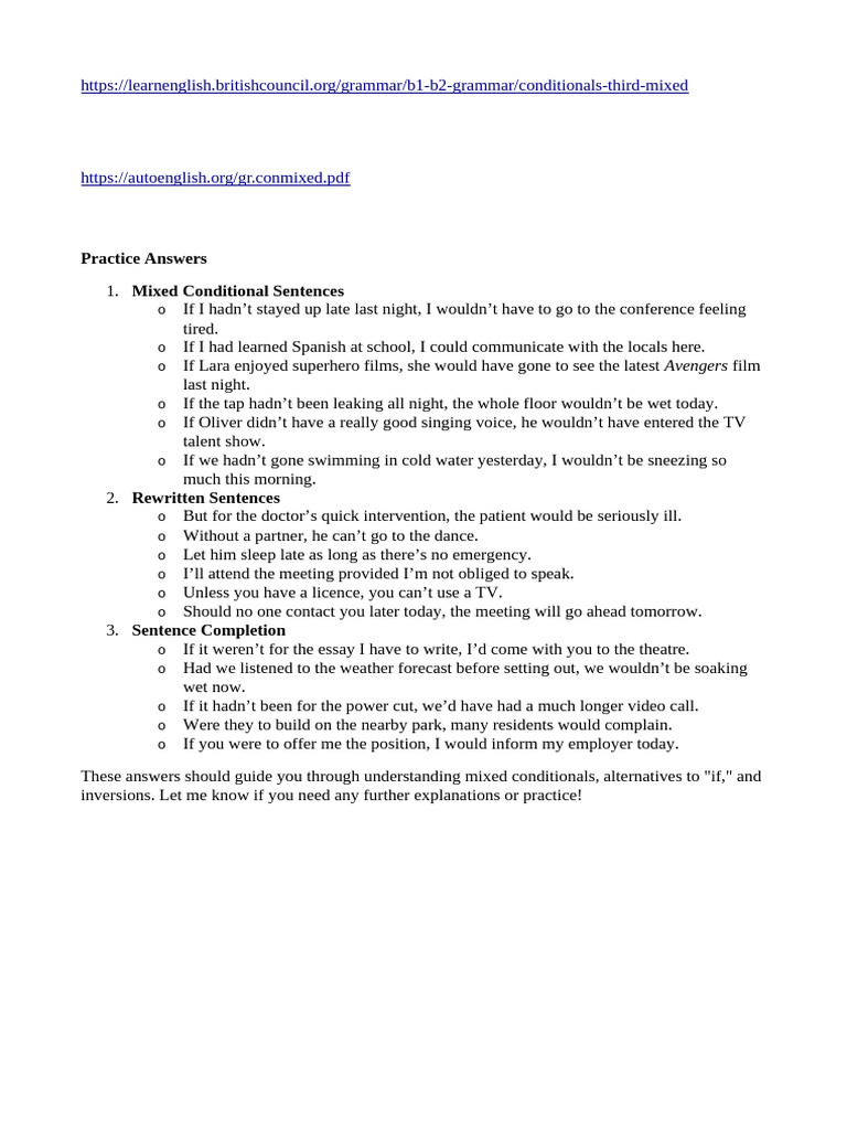 Mixed Conditional | PDF