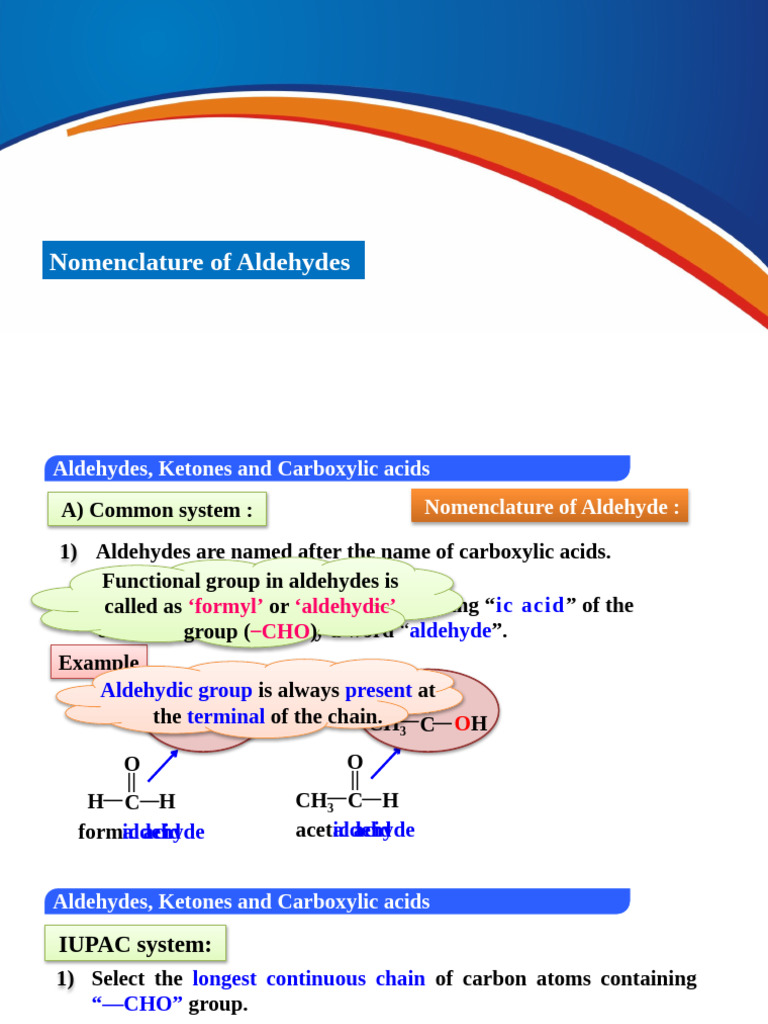 Aldehyde Nomenclature Guide | PDF | Aldehyde | Functional Group