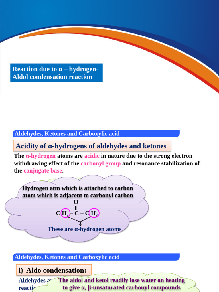 Module 17- Reaction due to α - hydrogen | PDF | Ketone | Aldehyde