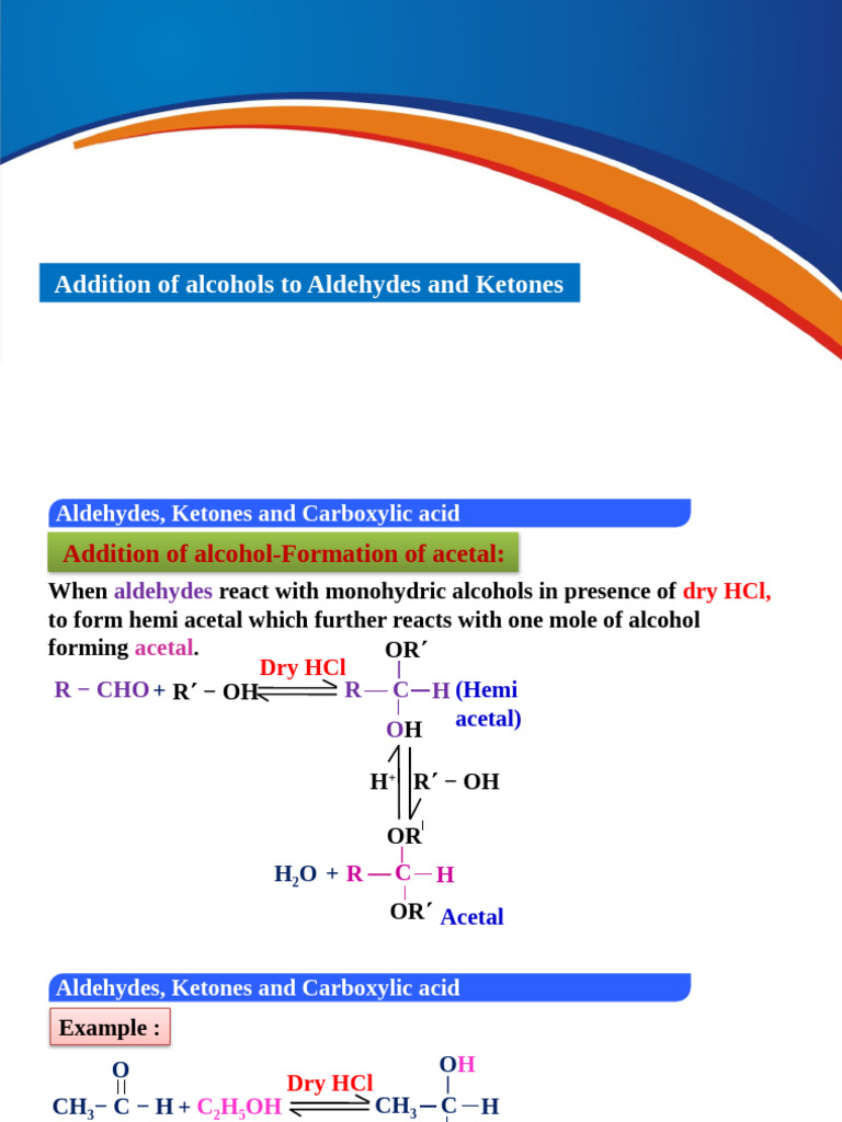 Alcohol Addition to Aldehydes & Ketones | PDF | Aldehyde | Ketone